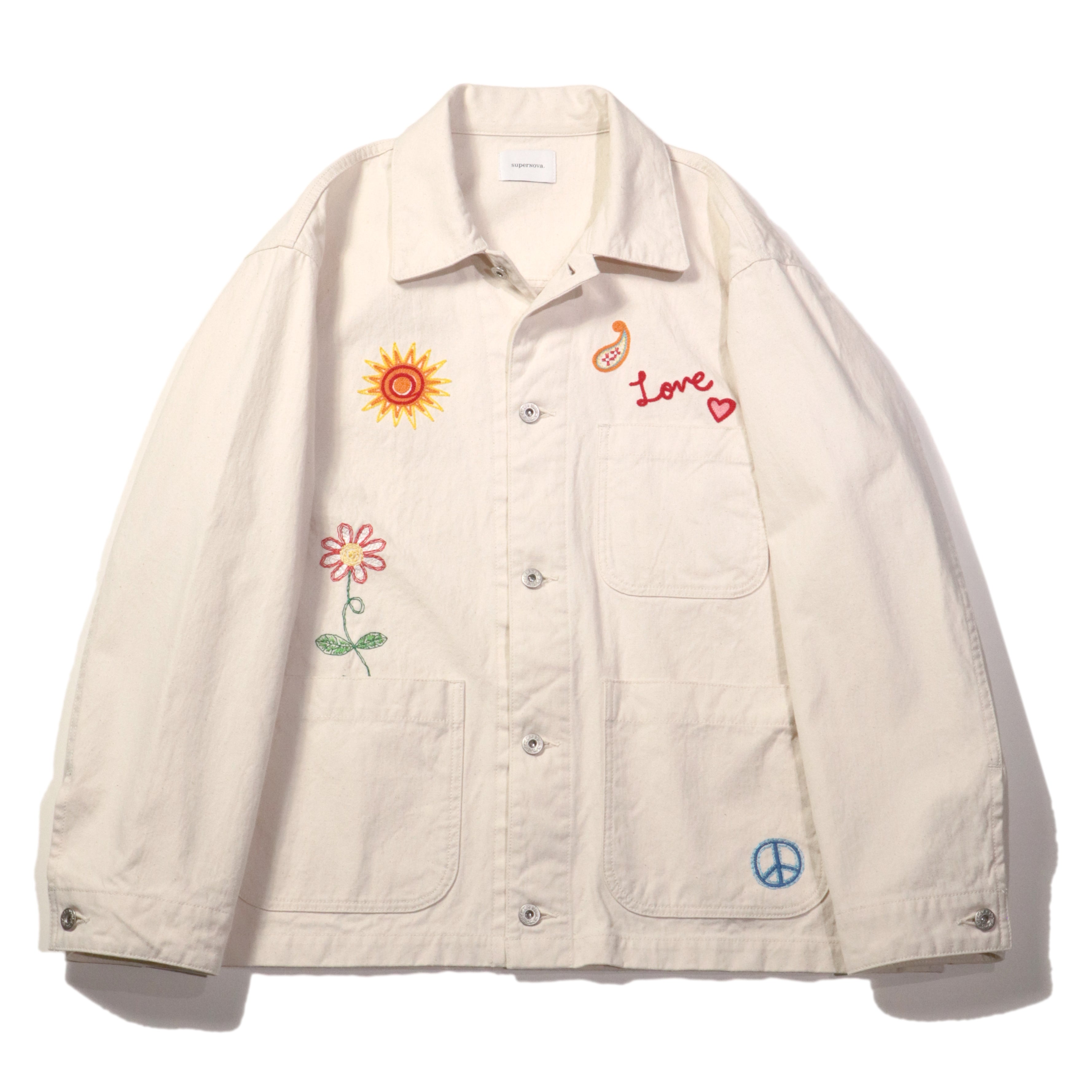 Embroidered coverall jacket - Duck canvas / Natural - SuperNova. online ...